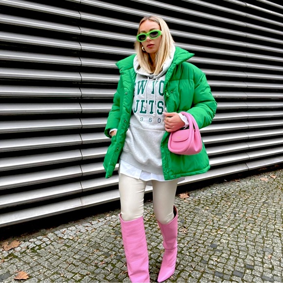 Zara | Jackets & Coats | Zara Green Water And Wind Protection Puffer ...